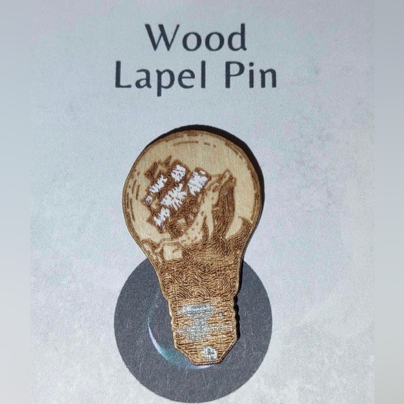 handcrafted | Accessories | Laser Engraved Wood Ocean Whale Inspired Bulb Lapel Pin | Poshmark